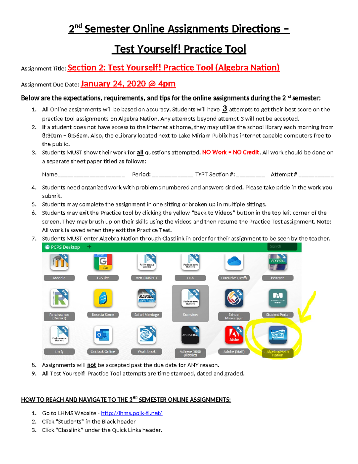 2nd Semester Online Assignments Directions -TYPT - 2 nd Semester Online Assignments Directions ...