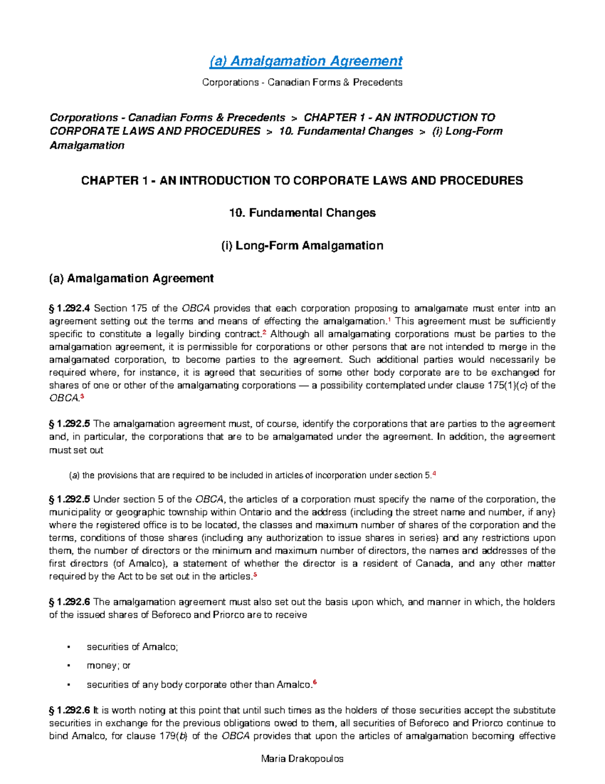 (a) Amalgamation Agreement - (a) Amalgamation Agreement Corporations ...