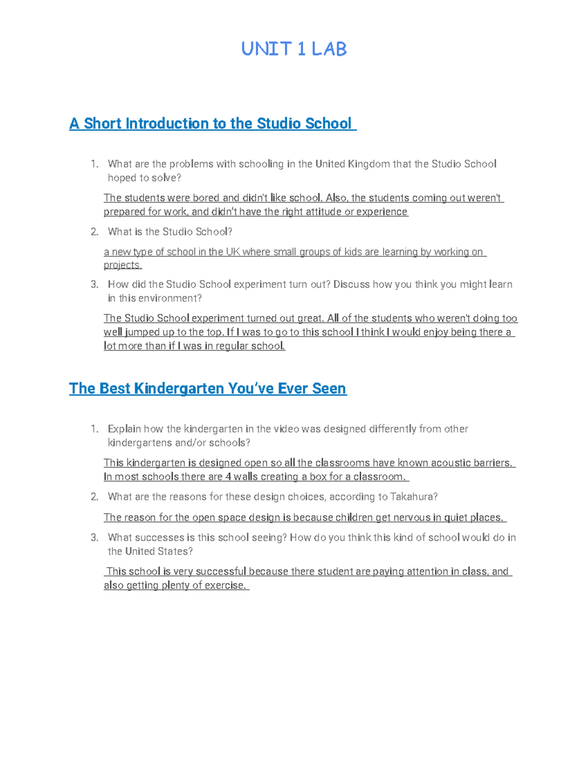 UNIT 1 LAB document - UNIT 1 LAB A Short Introduction to the Studio ...