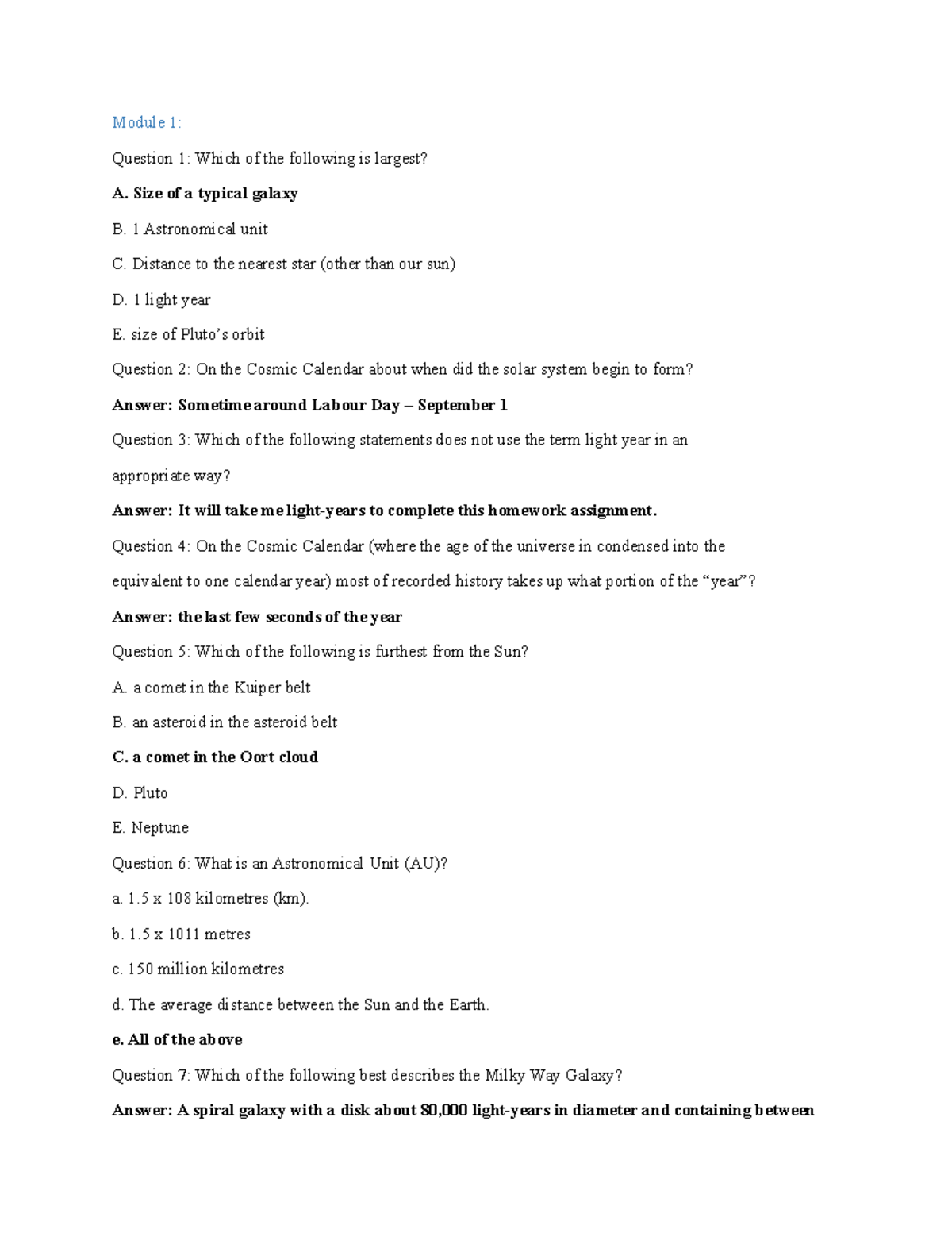 AS101 Test Ex Module #1 - Module 1: Question 1: Which of the following ...