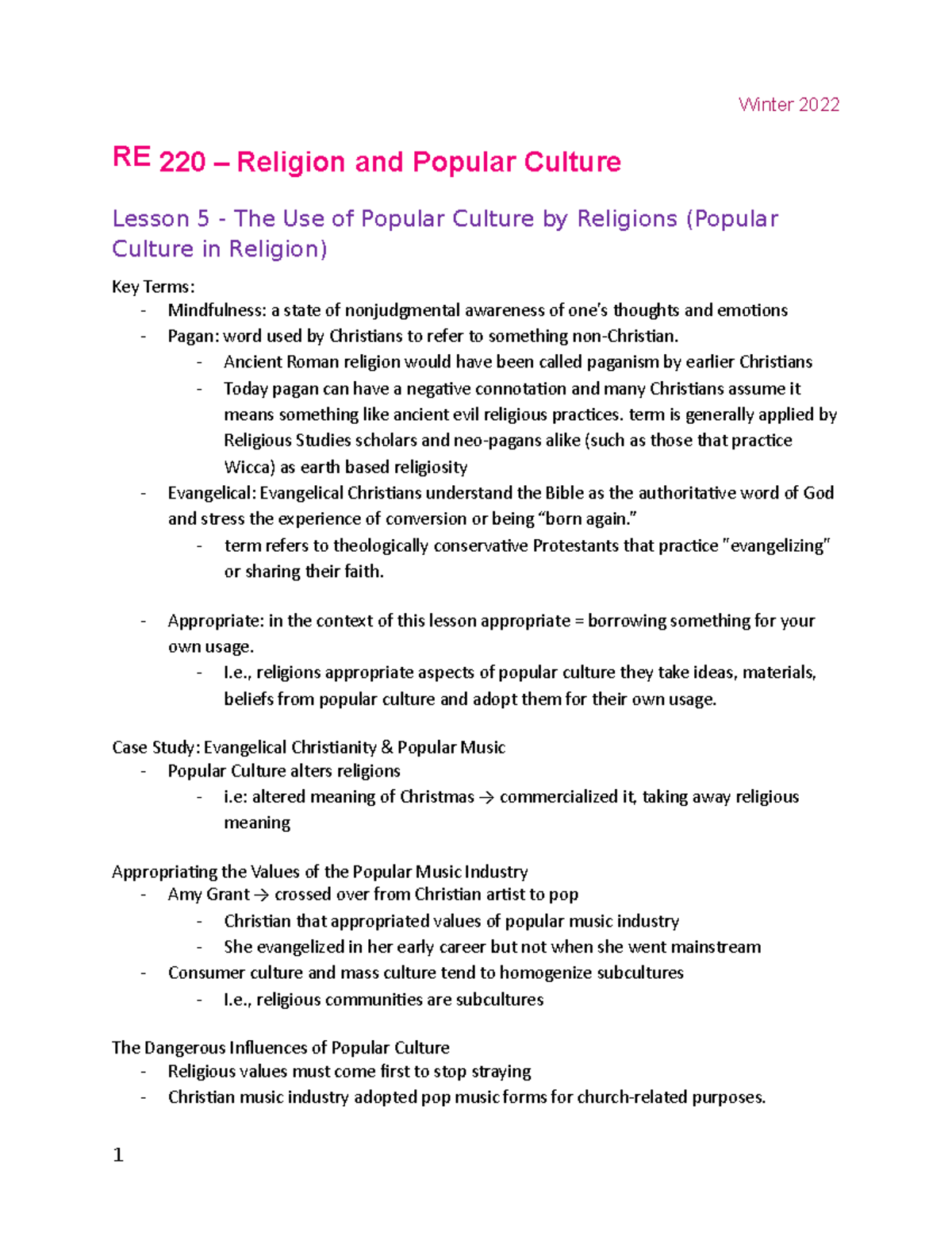 Lesson 5: The Use of Pop Culture by Religions (Popular Culture in ...