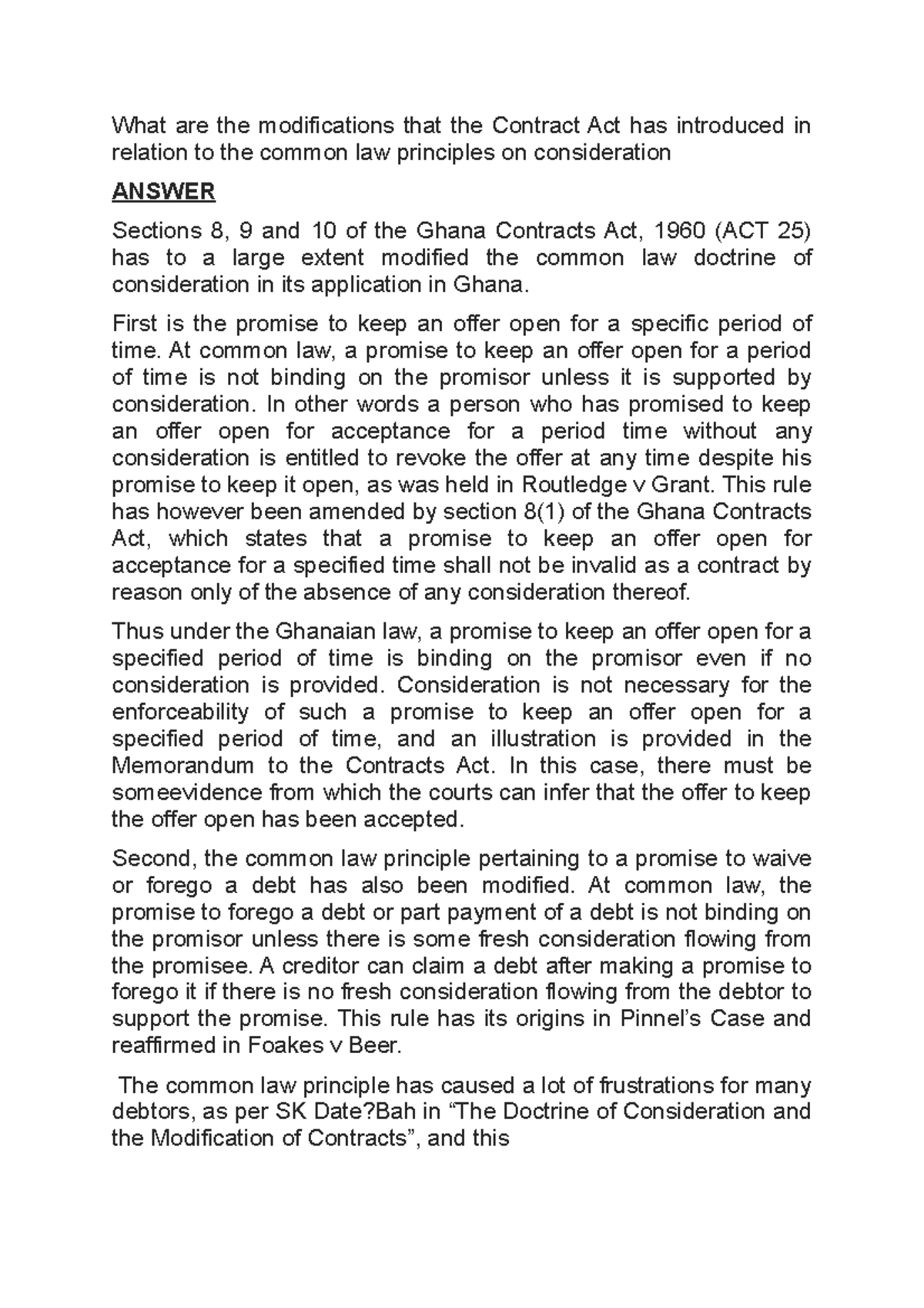 Contract Law assignment 2-CLSR - What are the modifications that the ...