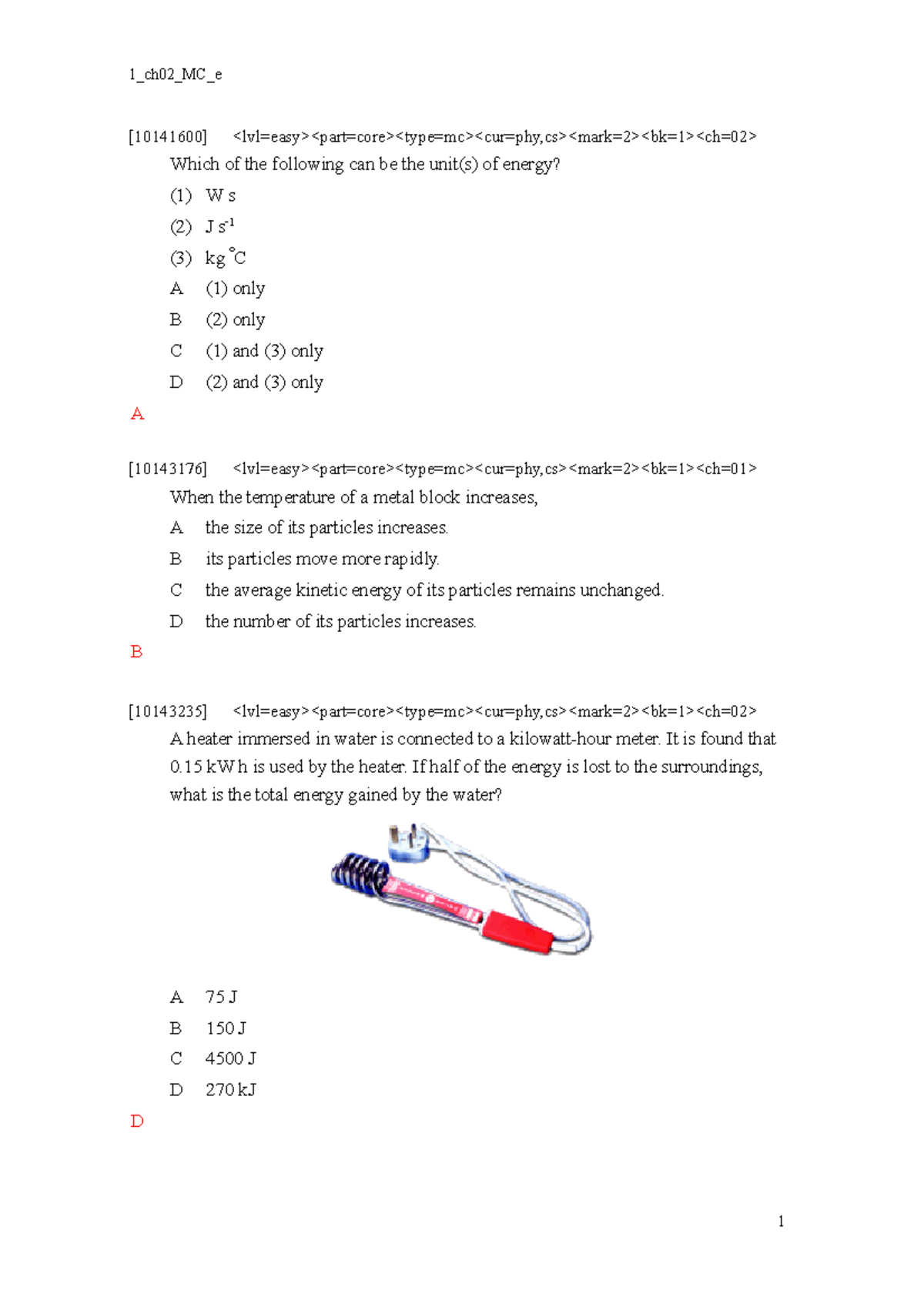 1 ch02 MC e - Oxford Physics At Work Question Bank 1 ch02 MC e ...