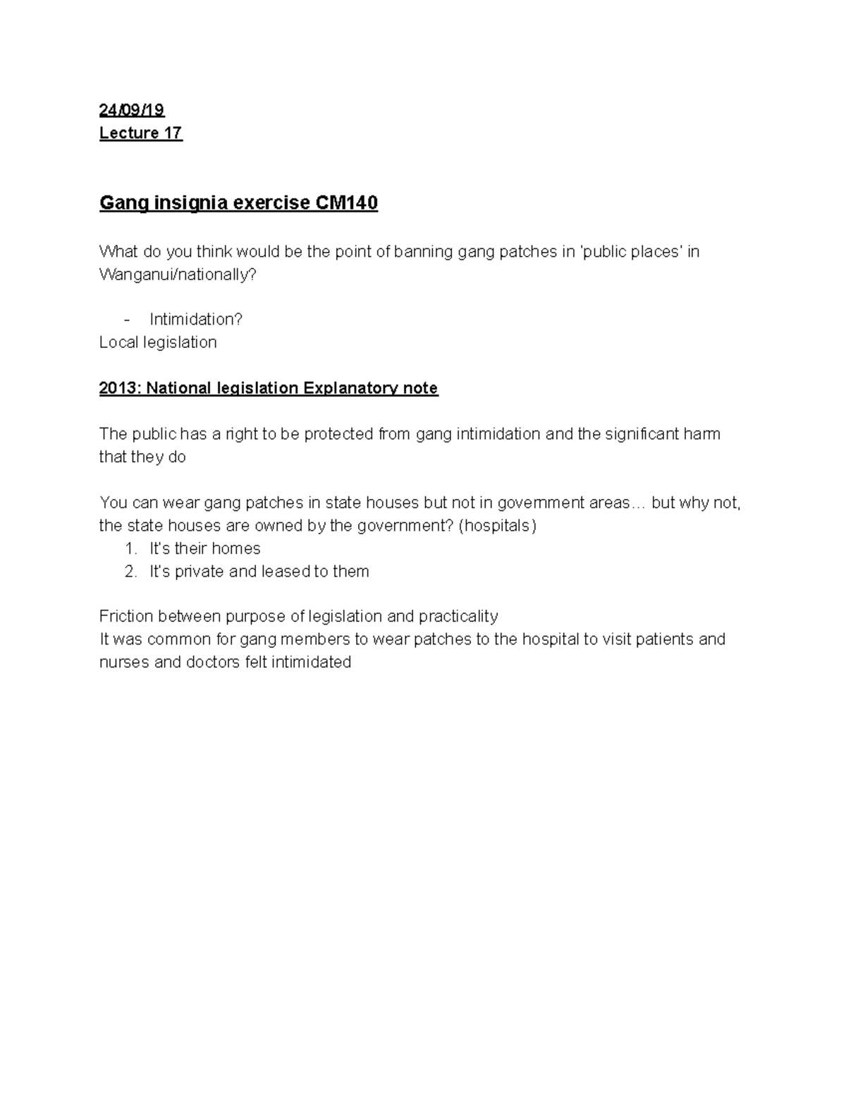 LAWS123-Lecture 17 - Gang insignia exercise - Lecture 17 Gang insignia ...