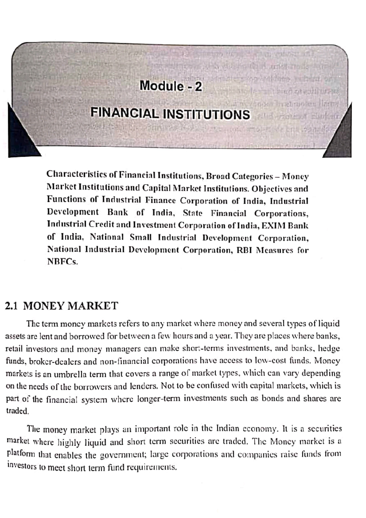 IFS module 2 - it is indian financial system lesson2 notes - UE tt mT ...