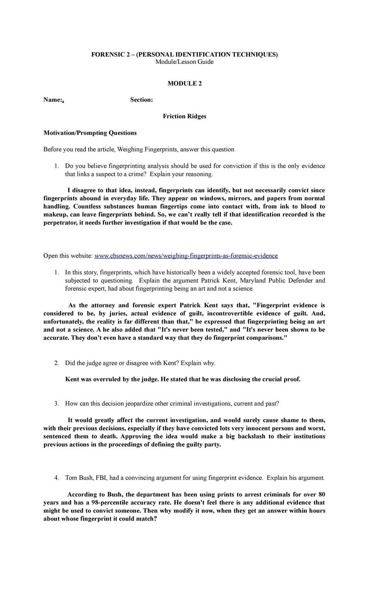 Forensic 2 - Module 2 - for bachelor of science in criminology second ...