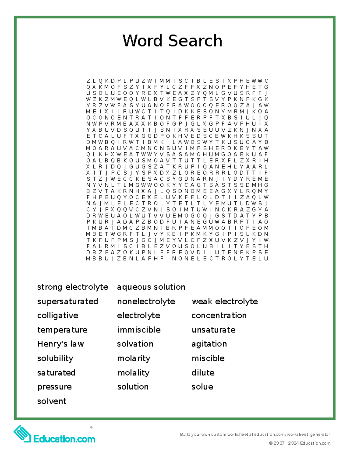 Stoichiometry word search plain document - Build your own custom ...
