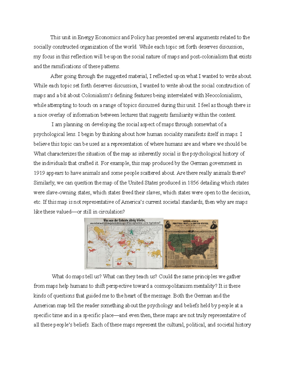 Reflection Essay Williams Annie - This unit in Energy Economics and ...