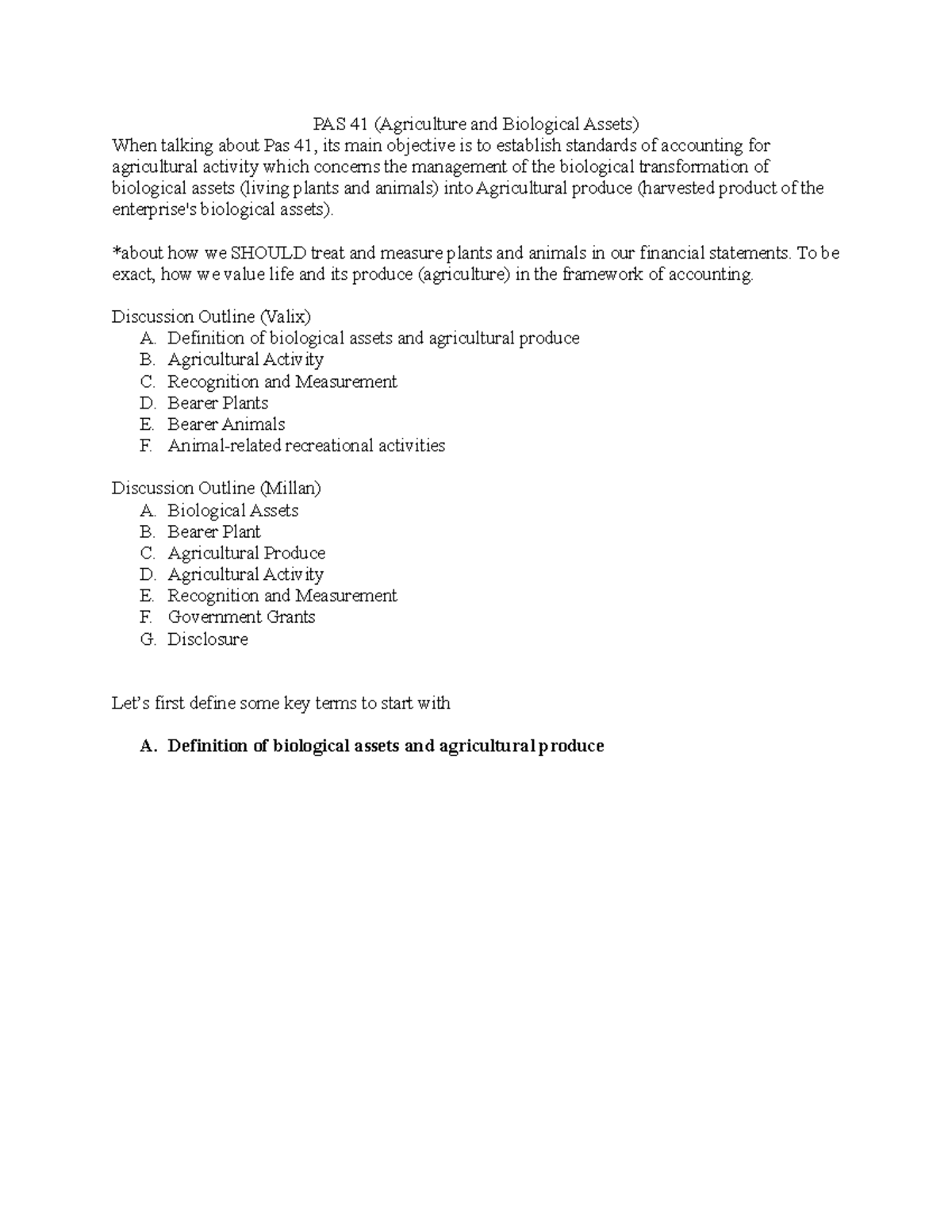 PAS 41 - Report - PAS 41 (Agriculture and Biological Assets) When ...