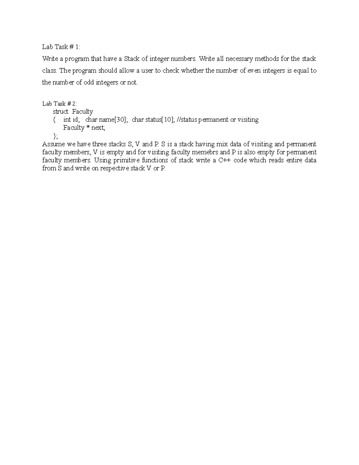 Lab Task Stack 2 Data communication for LL - Lab Task # 1: Write a ...