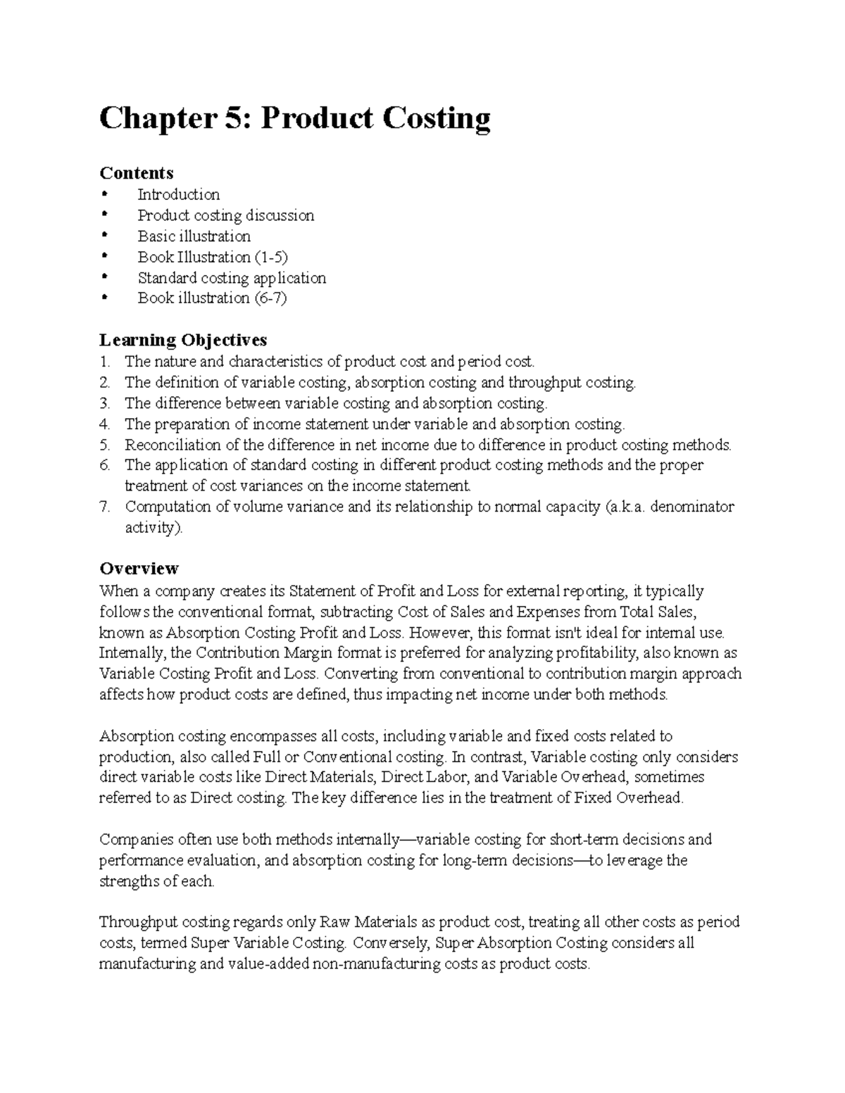 SCM- Paper - Chapter 5: Product Costing Contents • Introduction ...