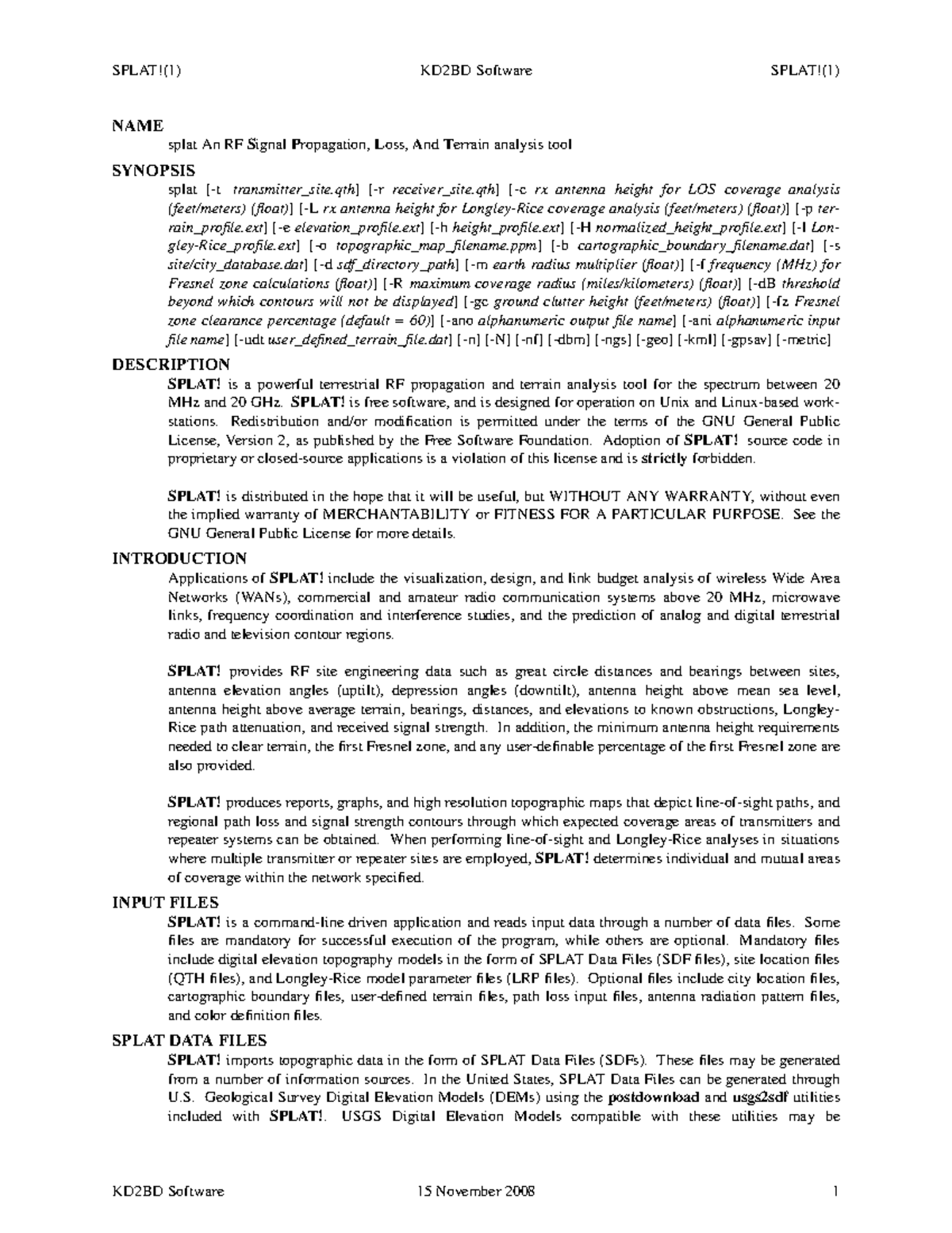 Splat - 12345678 - NAME splat An RF Signal Propagation, Loss, And ...