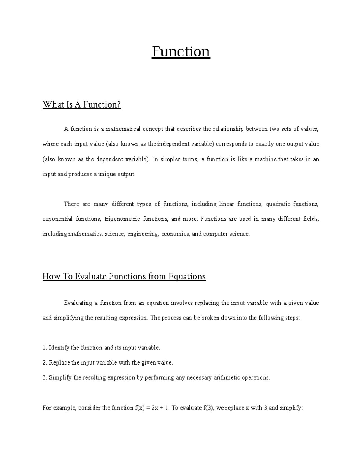 Function - Function What Is A Function? A function is a mathematical ...