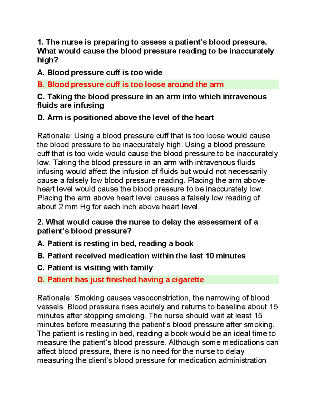 Clinical essentials taking bp quiz - The nurse is preparing to assess a ...