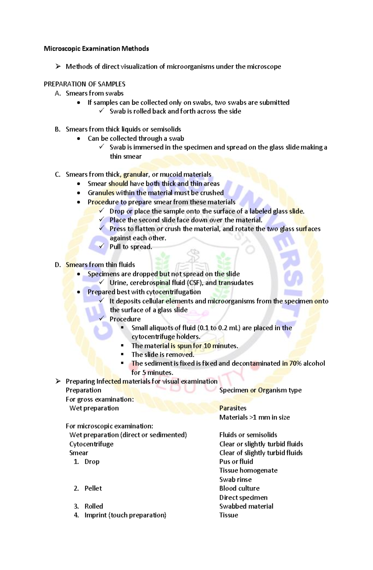 4 Microscopic Examination Methods copy - Microscopic Examination ...