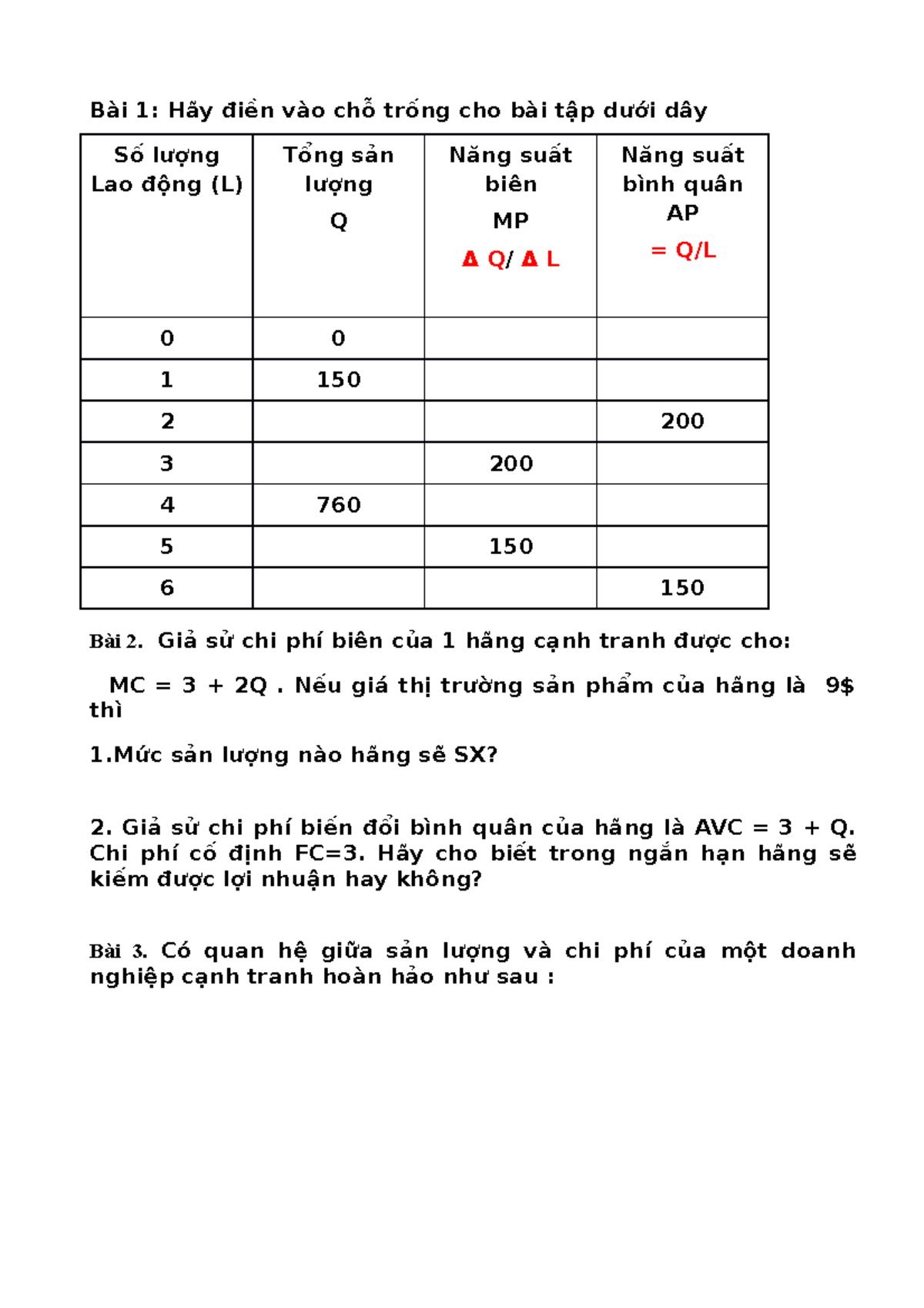 Bai tap chuong 4-5 - yuguyg - Bài 1: Hãy điền vào chỗ trống cho bài tập ...