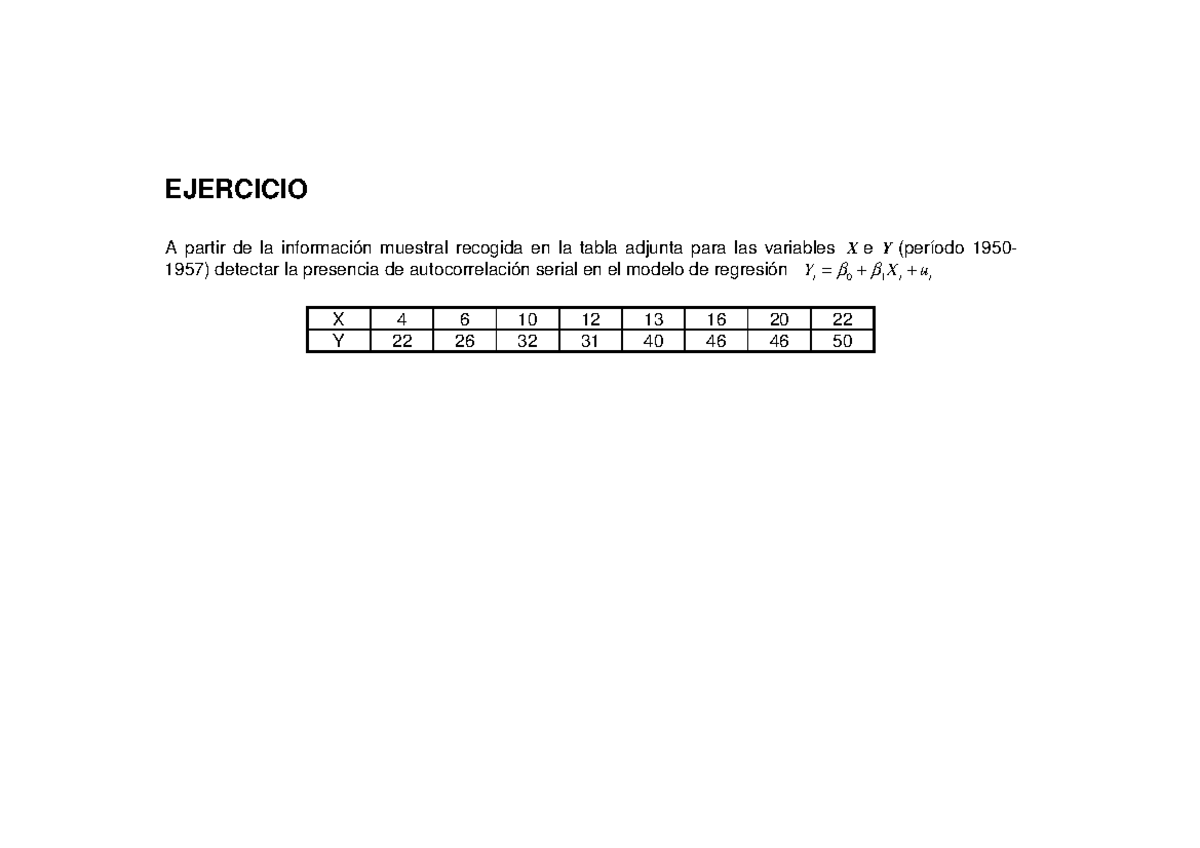 Autocorrelacion - EJERCICIO A partir de la información muestral ...