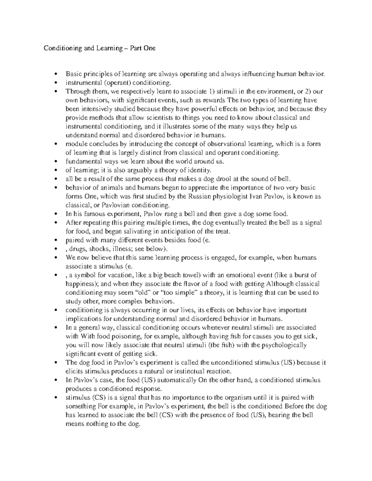 Conditioning and Learning – Part One - instrumental (operant ...