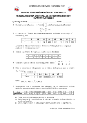 Tarea Academica DE Metodos Numericos 2024 1 - Métodos Numéricos - TAREA ACADEMICA DE METODOS ...