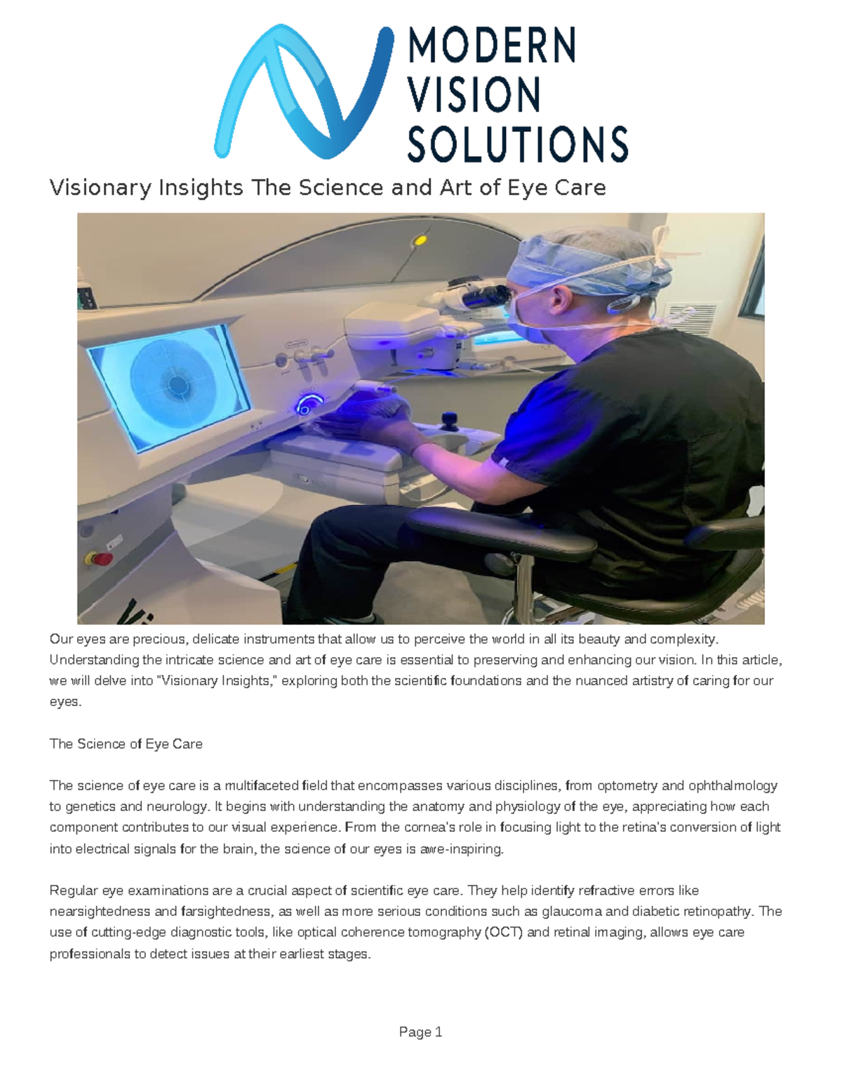 Modern Vision Solutions Omaha Optometrist - Visionary Insights The Science and Art of Eye Care ...