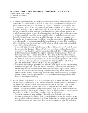 Task 2 Performance Assessment: Collecting and Analyzing Data - Collecting and Analyzing Data ...