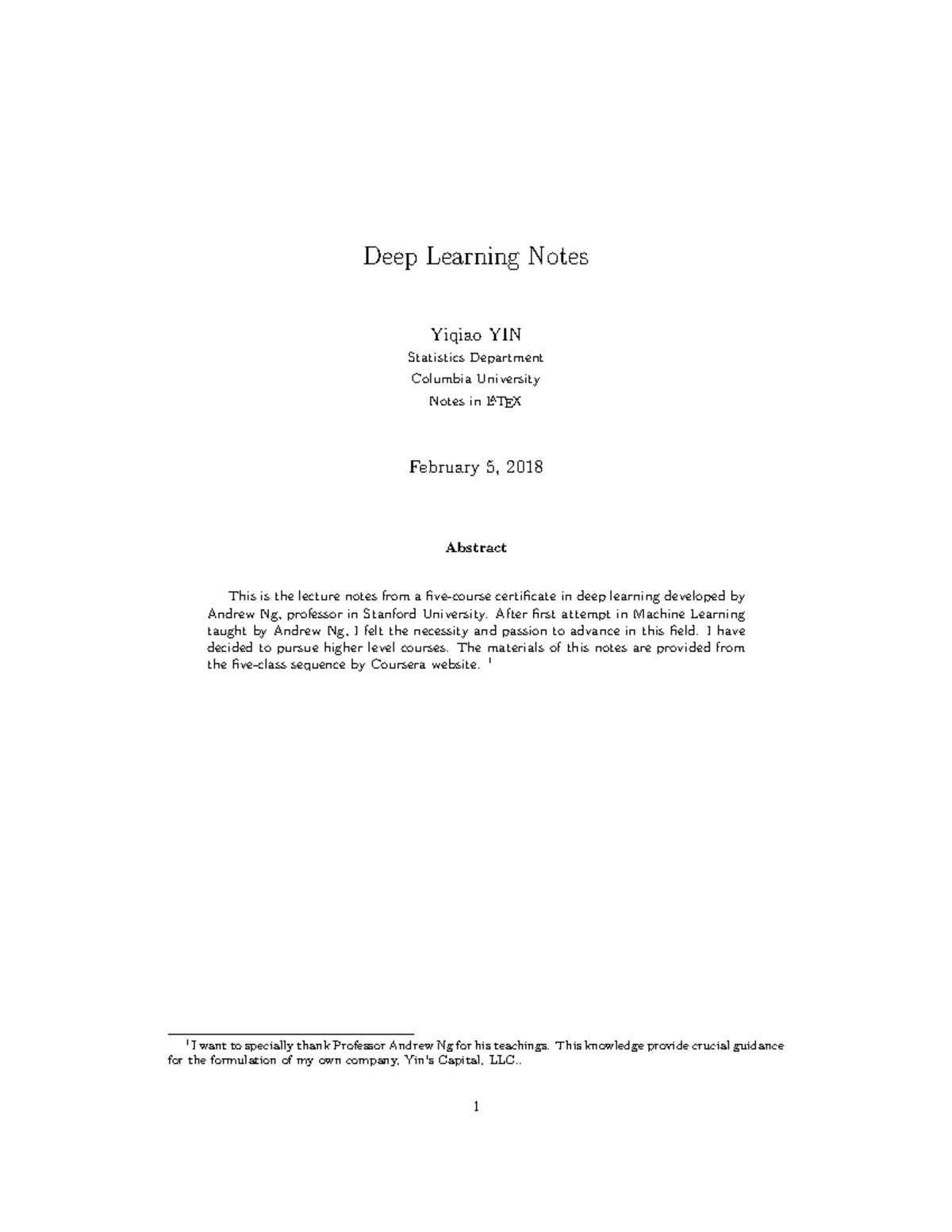 Notes Deeplearning - Deep Learning Notes Yiqiao YIN Statistics ...