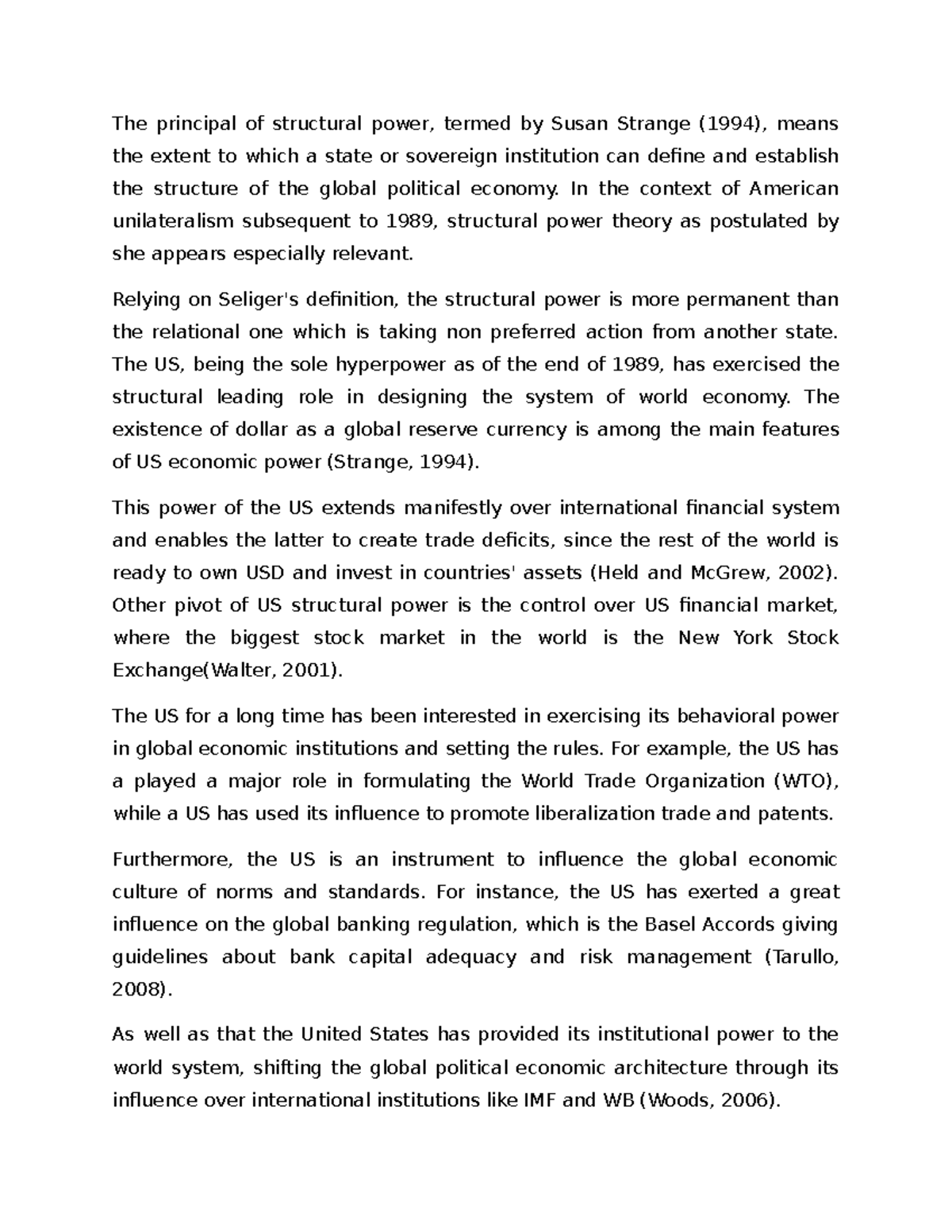 Pol tutorial 5 - The principal of structural power, termed by Susan ...