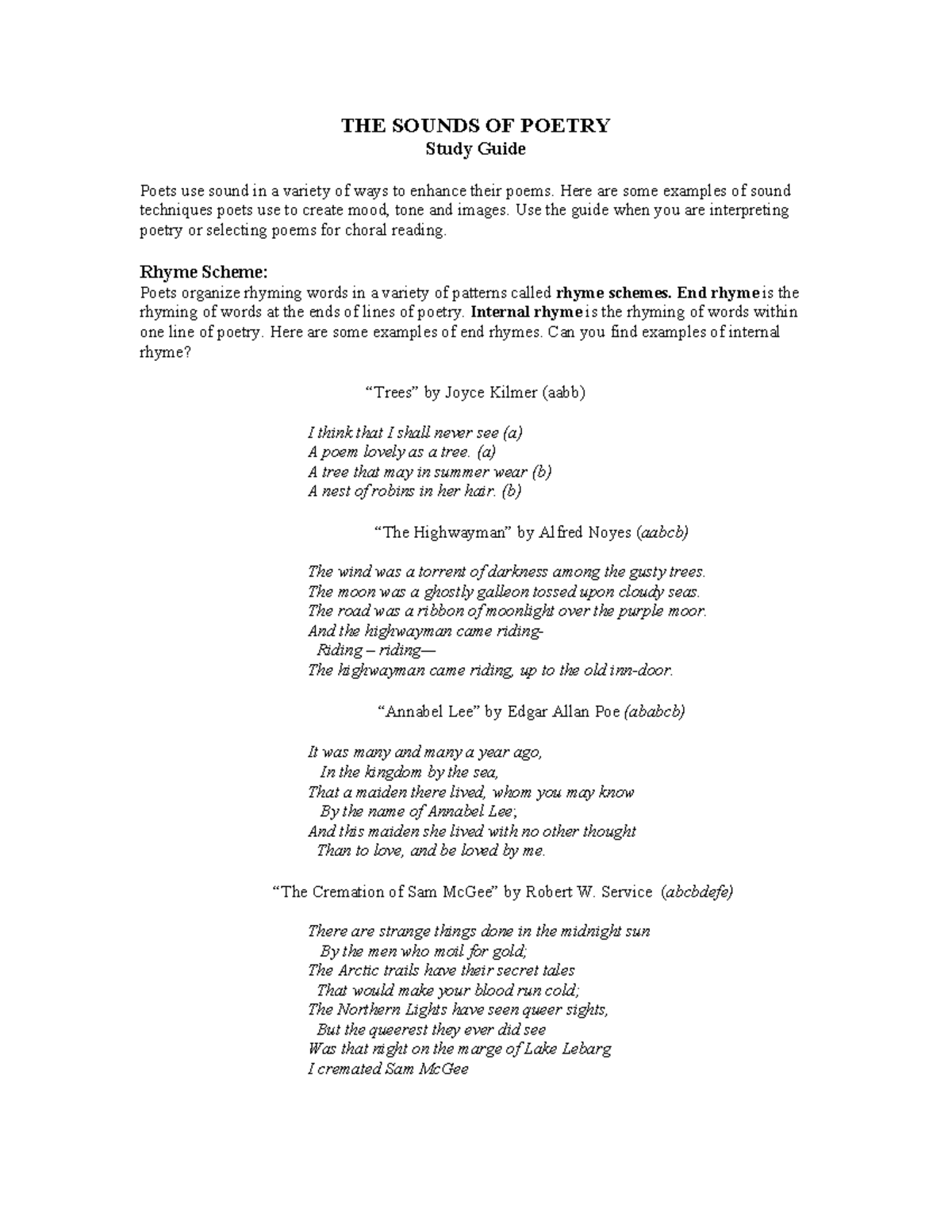 THE Sounds OF Poetry 33553 7 - THE SOUNDS OF POETRY Study Guide Poets ...