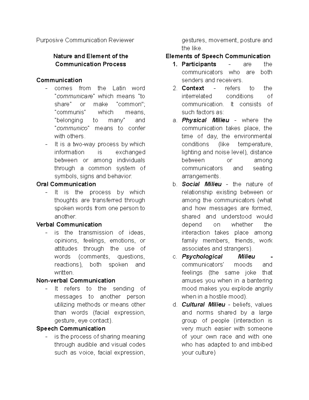 Purposive Communication - It is a two-way process by which information ...