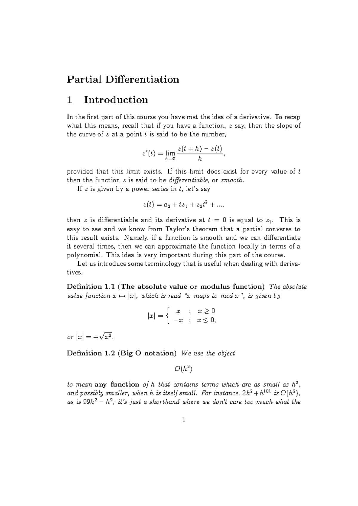 Partialdiff - Partial Differentiation - Partial Differentiation 1 Introduction In the first part ...