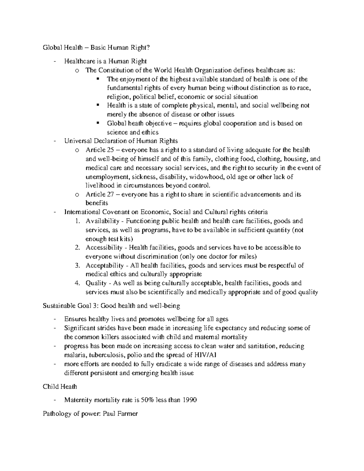Chapter 6 - Global Health - Global Health – Basic Human Right ...