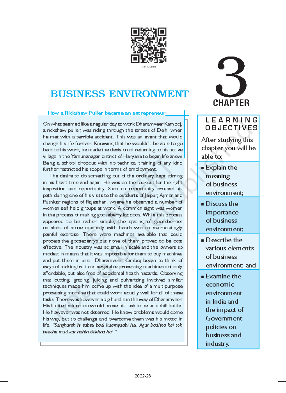 Lebs103 - NCERT for reference - BUSINESS ENVIRONMENT 3 CHAPTER After ...