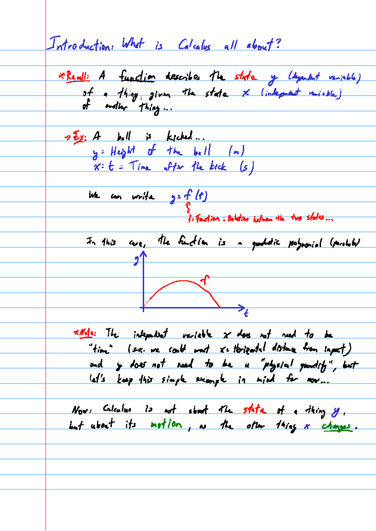 Lecture 1 Notes - Introduction: What is Calculus all about? Reall: A ...