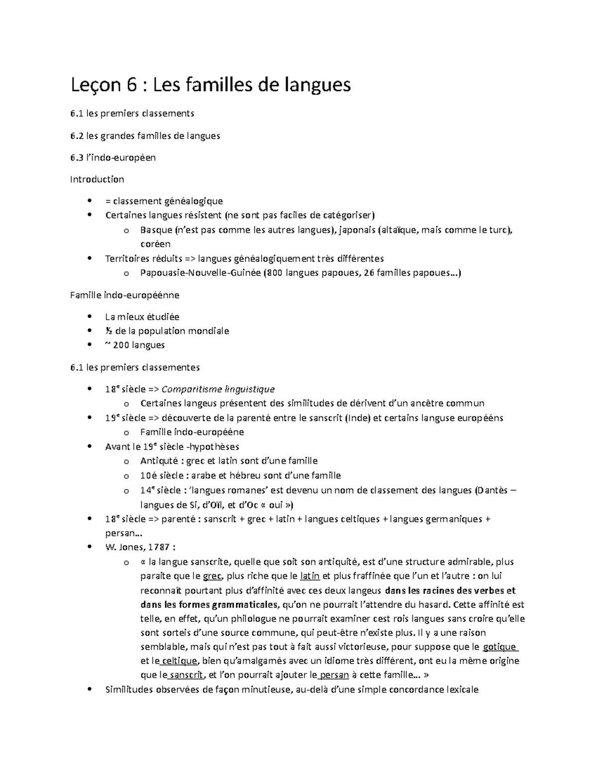 Leçon 6, Les Familles des langues Origine et Diversité des langues ...
