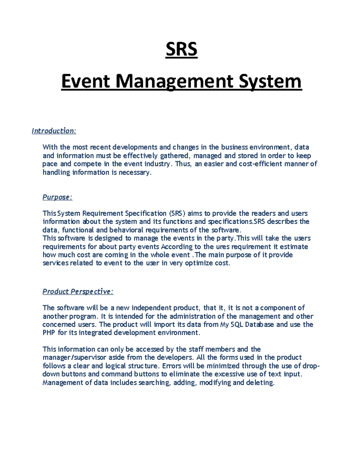 Srs event management system - SRS Event Management System Introduction ...