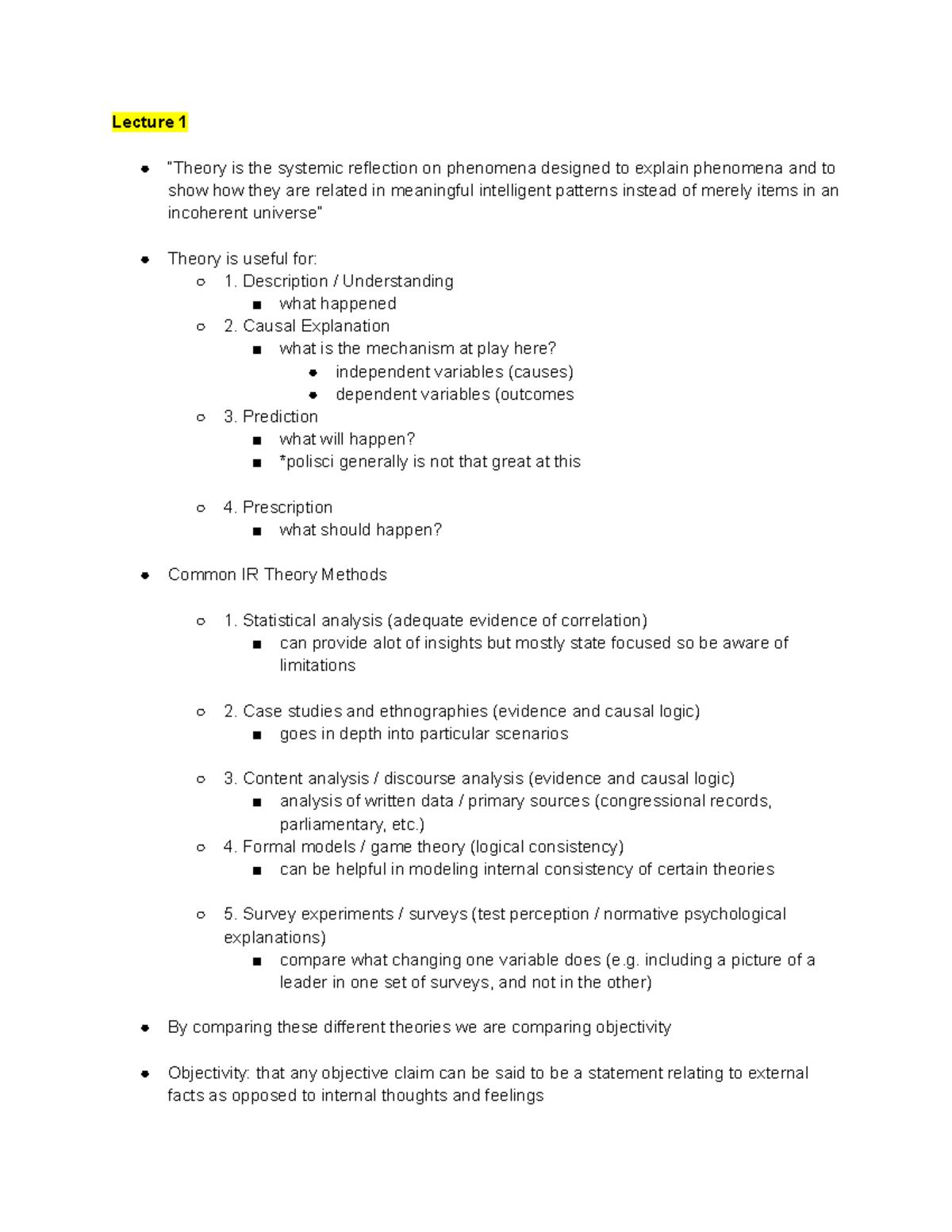 lecture 1 notes - Lecture 1 “Theory is the systemic reflection on ...