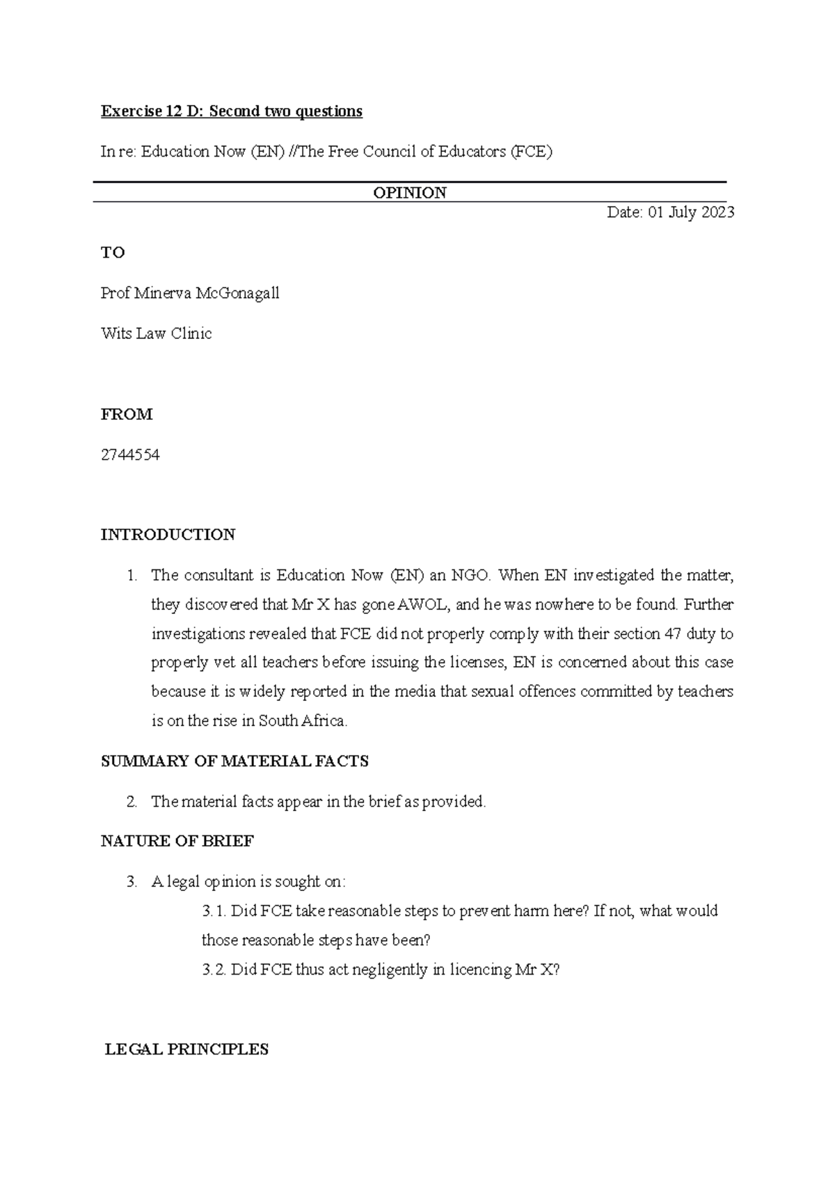 Delict Exercise 12 D part 2 Nandipha Magongo 2744554 - Exercise 12 D ...