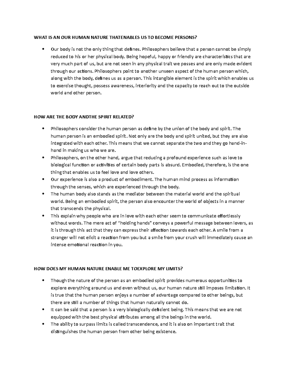Lesson 3 Opinion AND Facts - Notes - WHAT IS AN OUR HUMAN NATURE ...
