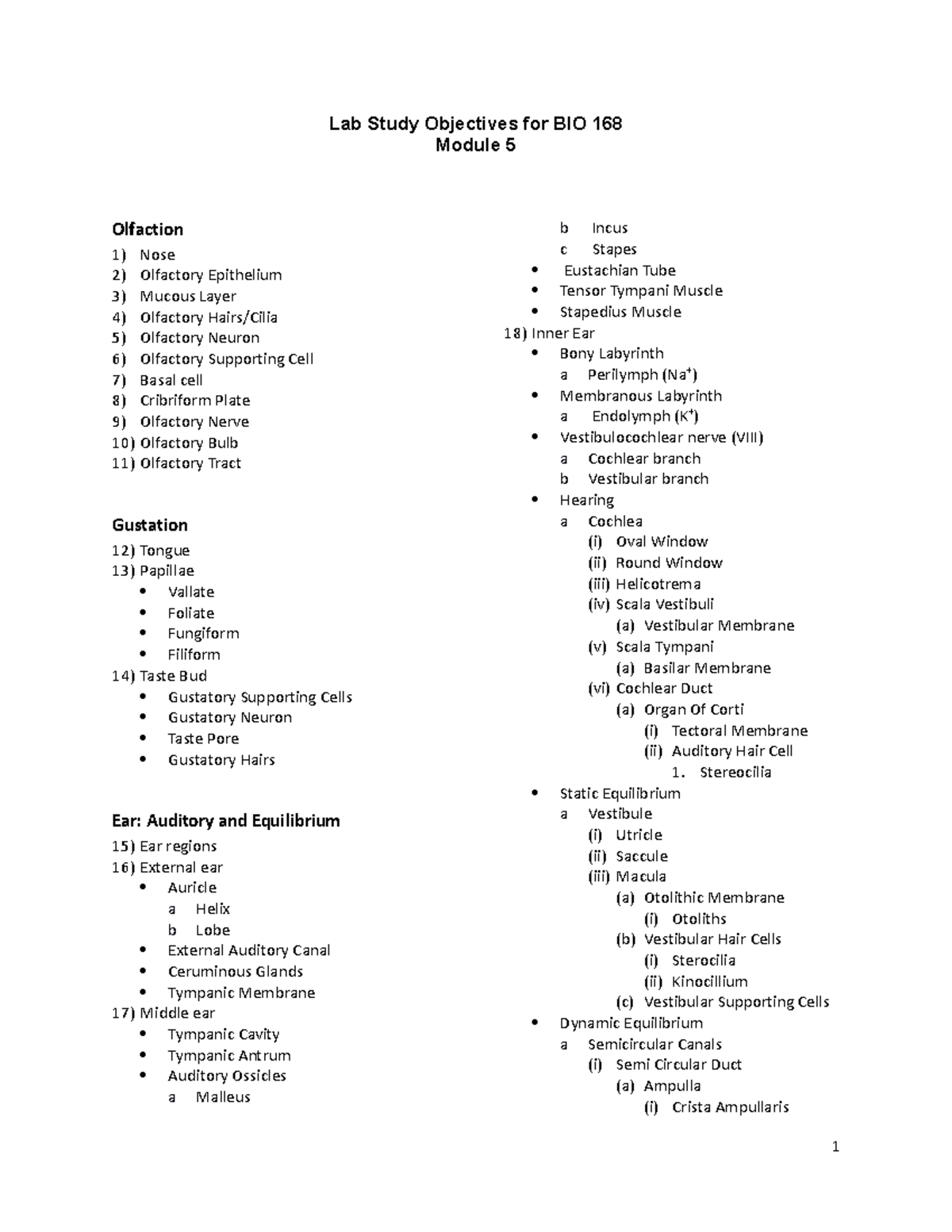 Module 5Lab Study Objectives - Lab Study Objectives for BIO 168 Module ...