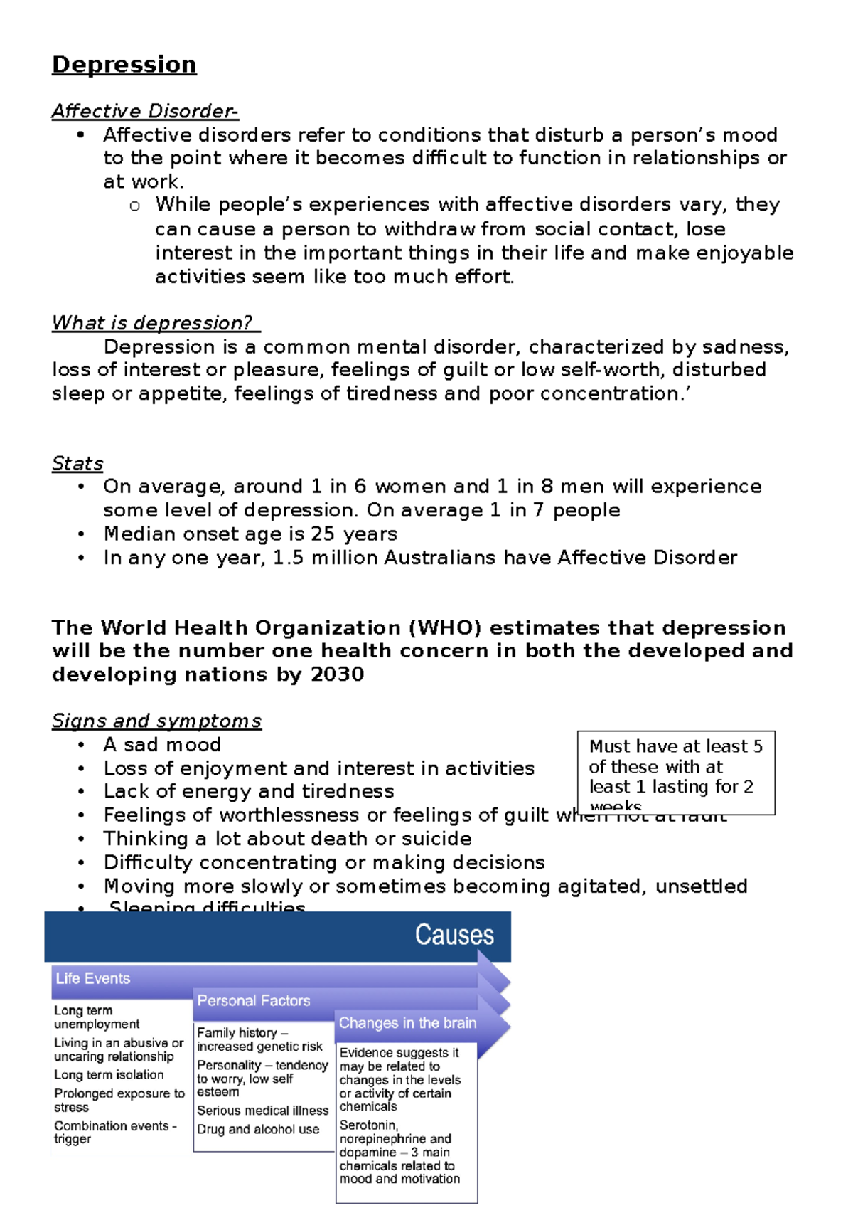 Depression lecture - Depression Affective Disorder- Affective disorders refer to conditions that ...