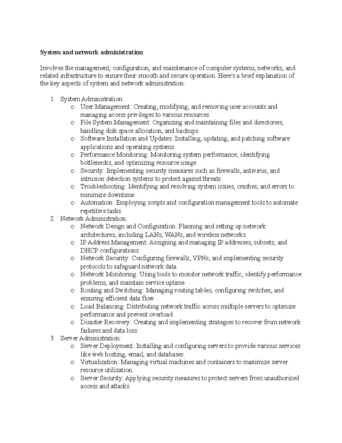 System and network administration - System and network administration ...