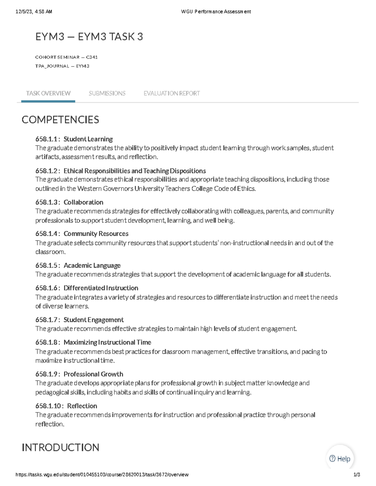Cohorttask 3 - task 3 - 12/5/23, 4:58 AM WGU Performance Assessment ...