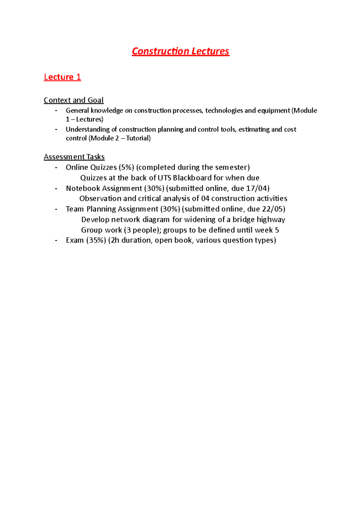 Construction Lectures - Construction Lectures Lecture 1 Context and ...
