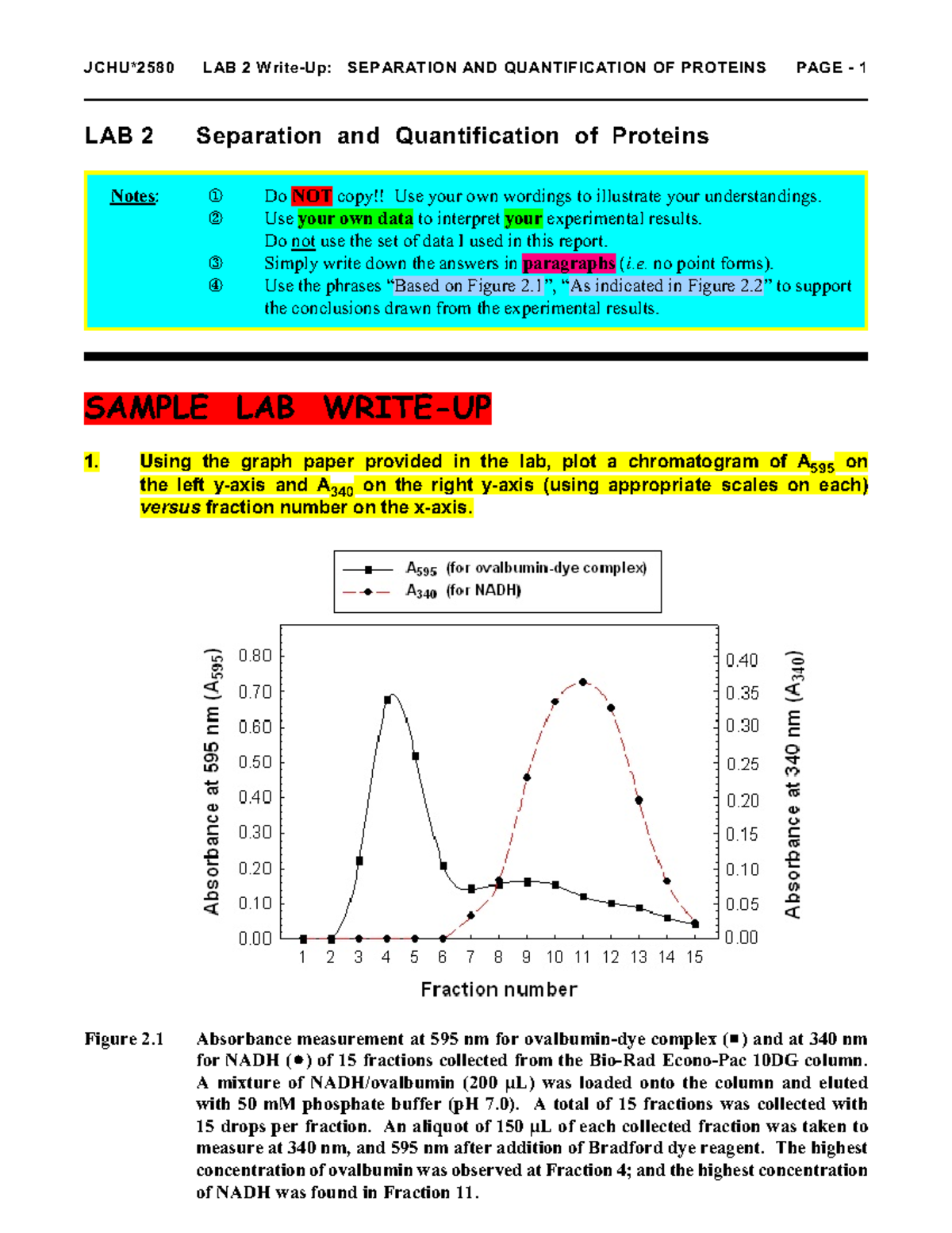 Lab2writeupbioc 2580 - LAB - LAB 2 Separation and Quantification of ...