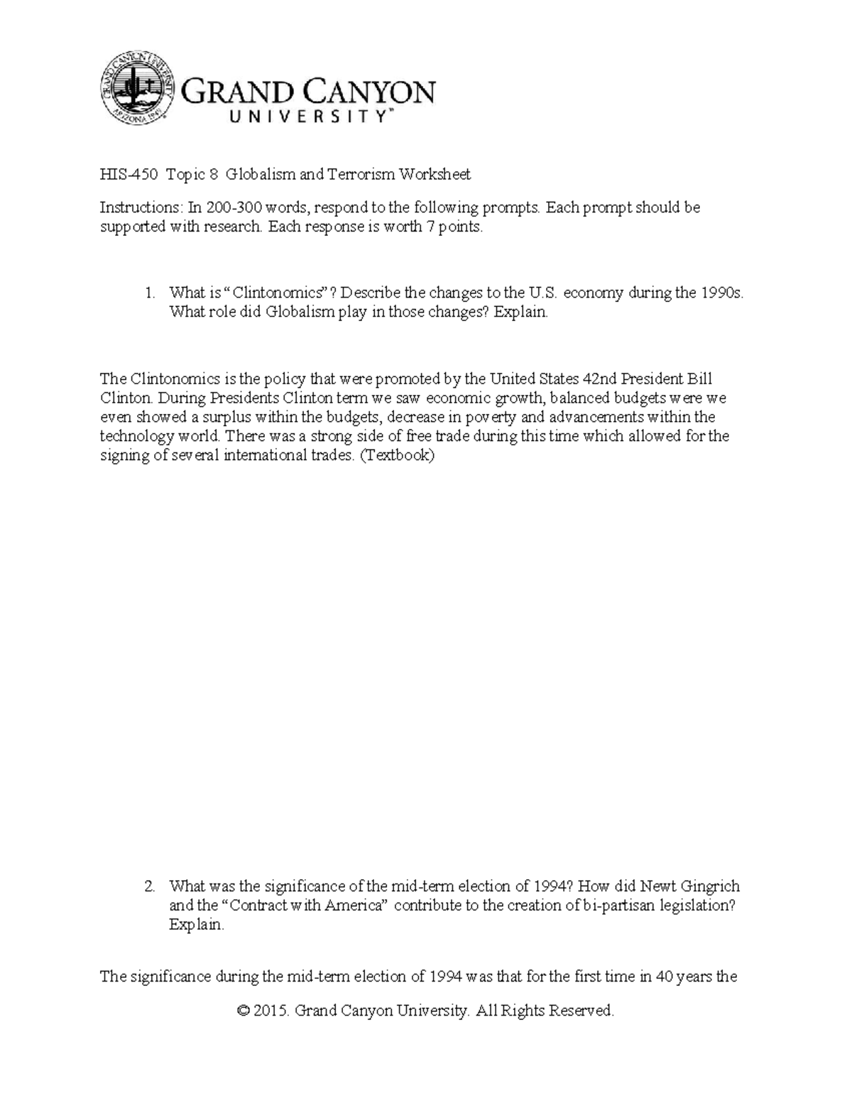 HIS 450 RS T8 Globalismand Terrorism Worksheet - HIS-450 Topic 8 ...