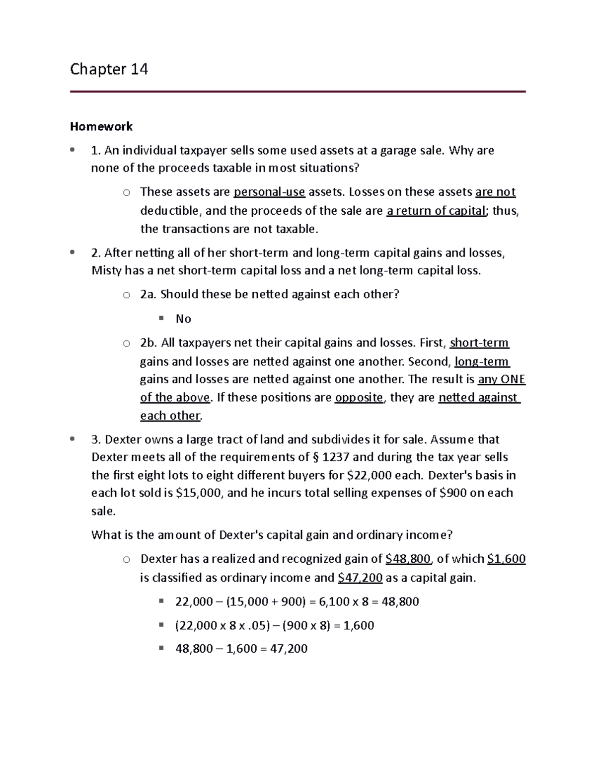 South-Western Federal Taxation 2021 Chapter 14 Homework - Chapter 14 ...