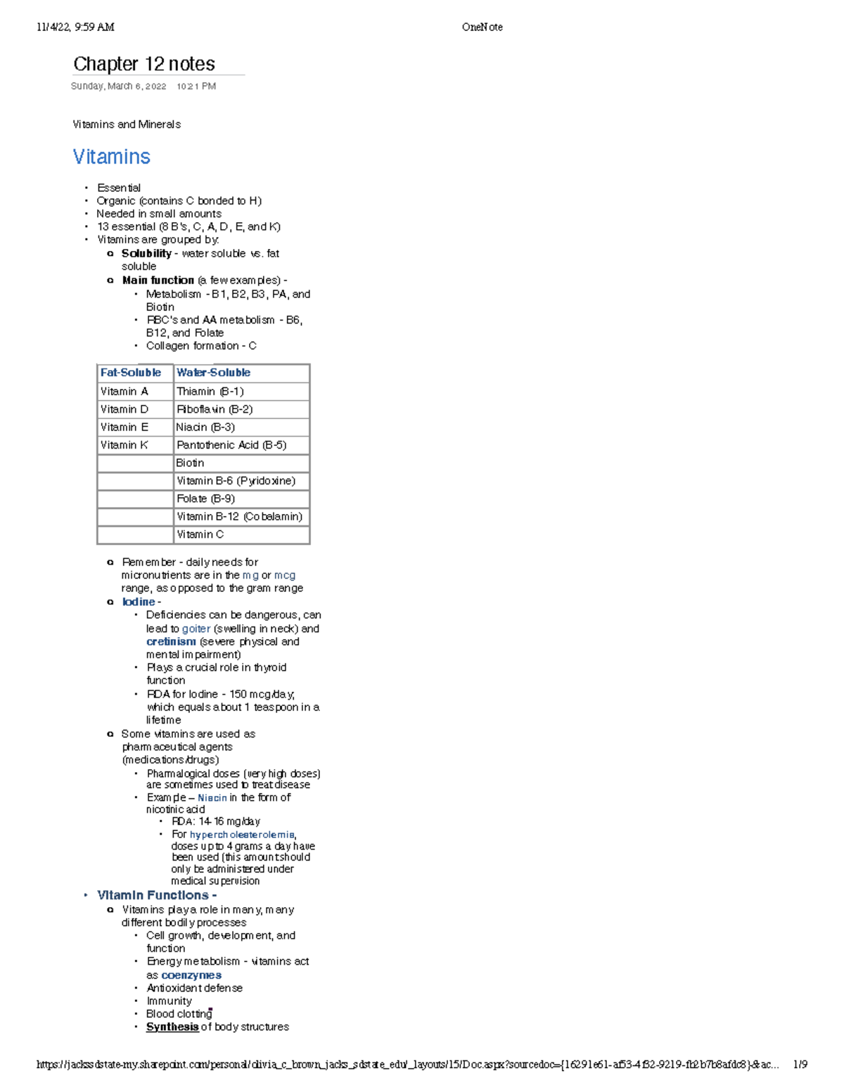 Chapter 12 notes - NUTR315 - Chapter 12 notes Sunday, March 6, 2022 10: ...
