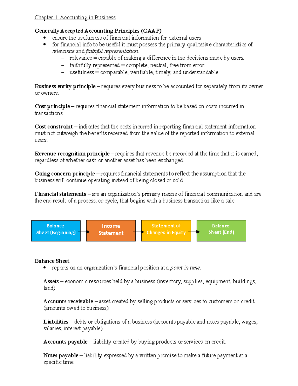 Accounting 1115 - Notes for the whole course! - Chapter 1. Accounting ...