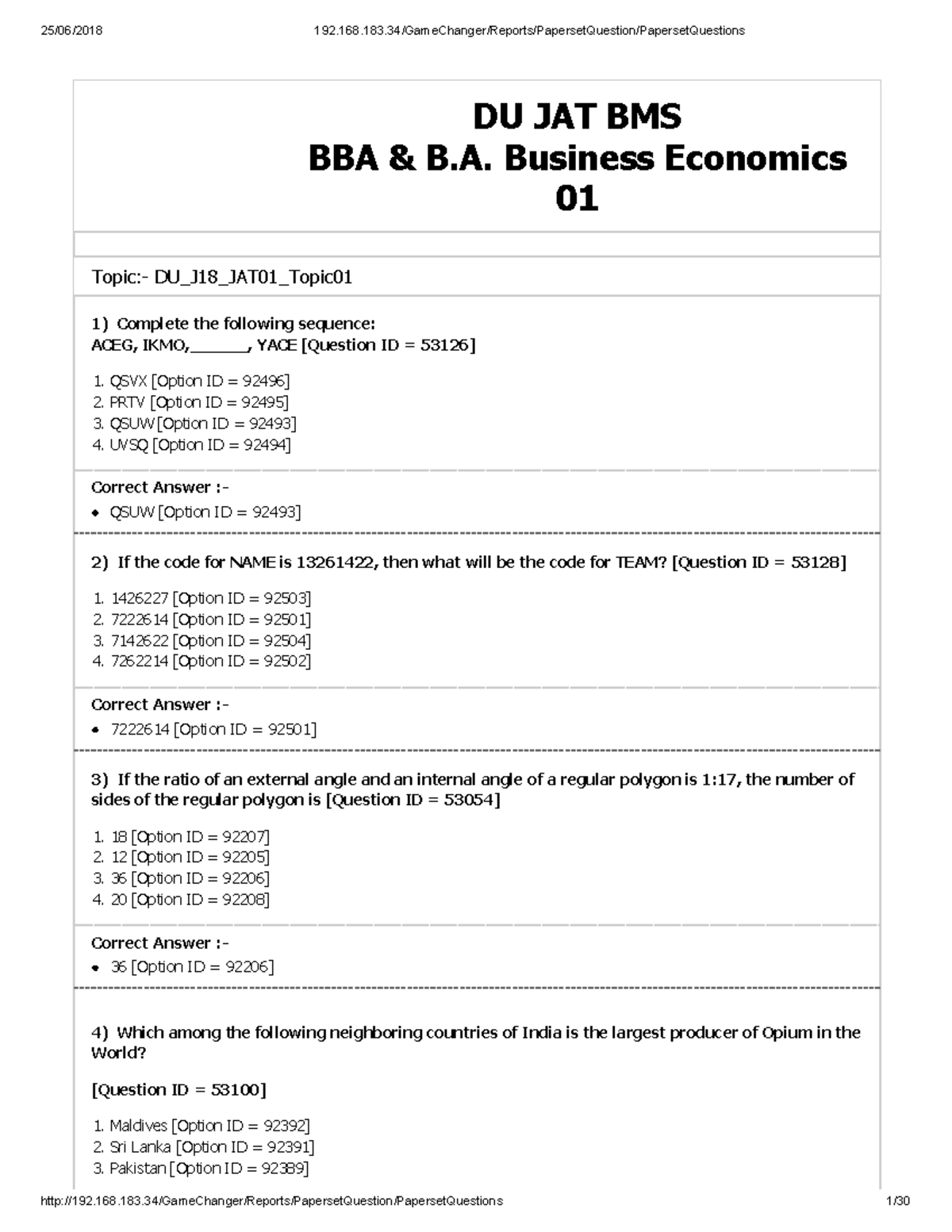 Du jat question paper 1 - 1) 2) 3) 4) DU JAT BMS BBA & B. Business ...