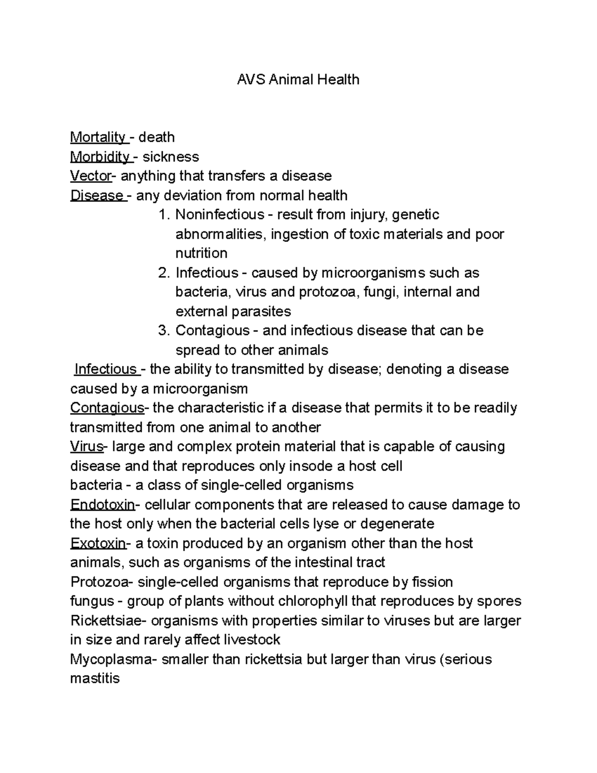 AVS 150 0 Animal Health - good for exam 3, lecture notes - AVS Animal ...